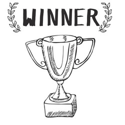 Trophy award sport win outline Royalty Free Vector Image