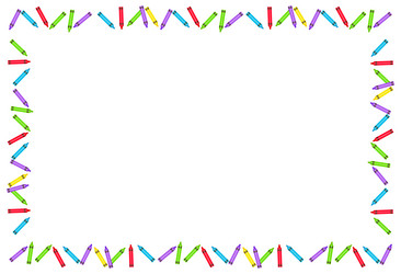 Colorful crayons frame border on white background Vector Image
