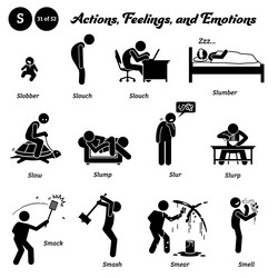 Stick figure human people man action feelings Vector Image