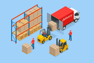 Warehouse outside view isometric Royalty Free Vector Image