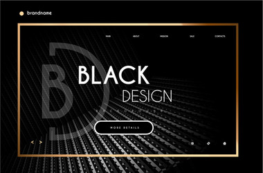 Web page design landing page in black and gold Vector Image