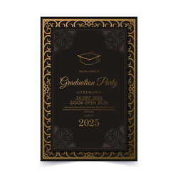 Elegant dark graduation invitation template Vector Image