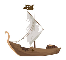 Broken ship icon cartoon wooden battered Vector Image