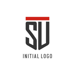 Initial su logo design with geometric dumbbell Vector Image