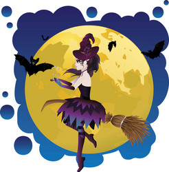Witch and full moon8 Royalty Free Vector Image