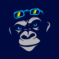 Funny funky monkey line pop art logo colorful Vector Image