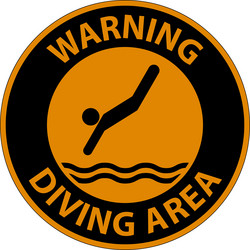 Water safety sign caution - diving area Royalty Free Vector