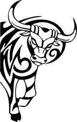 Angry bull baseball team logo mascot emblem Vector Image