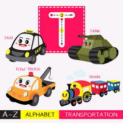 Letter t lowercase tracing train Royalty Free Vector Image