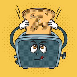 Green toaster icon cartoon bread toast Royalty Free Vector