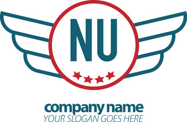 Initial letter nu wing logo design template Vector Image