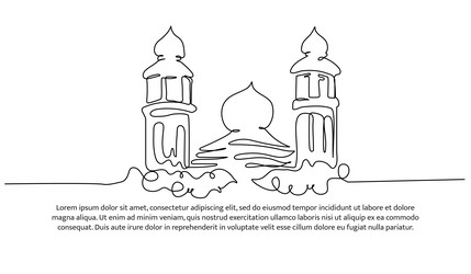 Mosque continuous line design islamic Royalty Free Vector