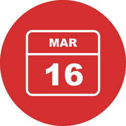 March 16th date on a single day calendar Vector Image
