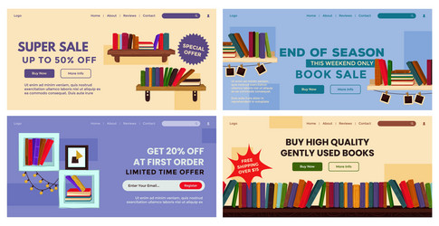 Bookstore banner online science library read Vector Image