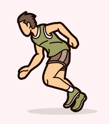 A man start running action marathon runner cartoon