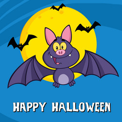 Happy vampire bat cartoon character flying Vector Image