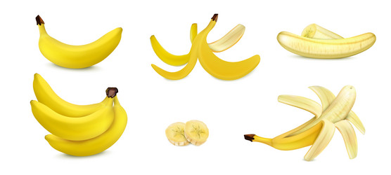Banana bunch set Royalty Free Vector Image - VectorStock