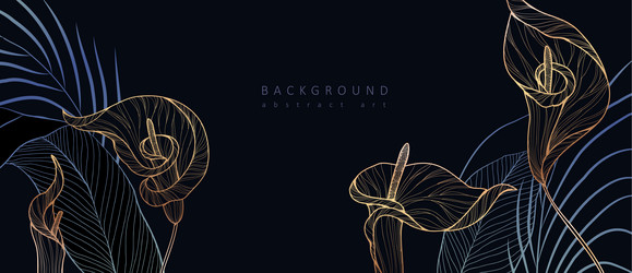 Botanical line background with flowers and leaves Vector Image