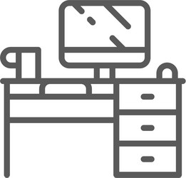 Workplace icon black line work desk symbol Vector Image