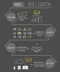Infographic flat concept of big data - 4v Vector Image