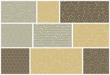 Seamless weaving patterns set linear backgrounds Vector Image