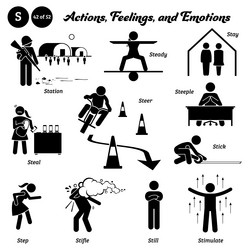 Stick figure human people man action feelings Vector Image