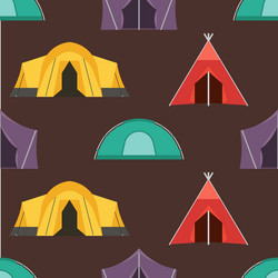 Camping tent seamless pattern tourist hiking tents