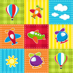 Sky with air transport stickers Royalty Free Vector Image