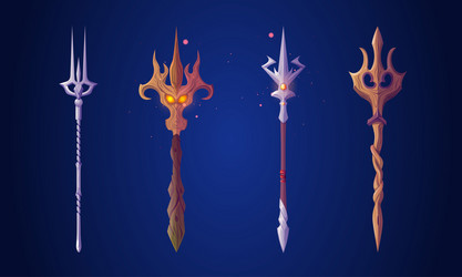 Poseidon or neptune magic trident for game ui Vector Image