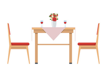 Restaurant table with served drinks and flowers Vector Image