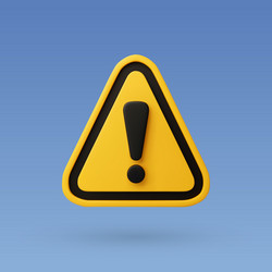 3d yellow warning sign with exclamation mark Vector Image