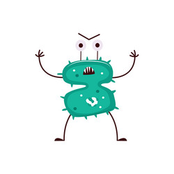 Bacteria monster with angry face cartoon flat Vector Image