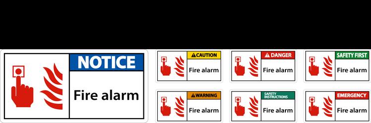 Emergency fire alarm sign on white background Vector Image