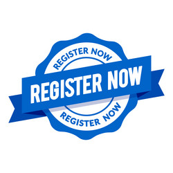 Modern blue sticker with text register now Vector Image