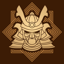 Samurai warrior mask with mustache Royalty Free Vector Image
