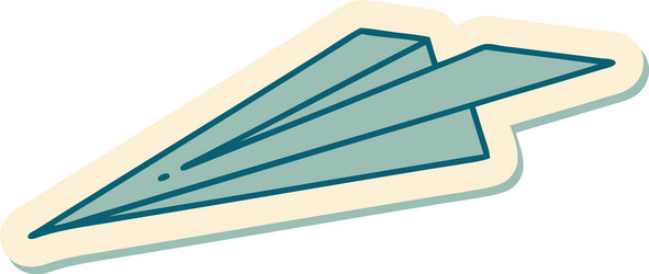 Tattoo style sticker a paper aeroplane Royalty Free Vector