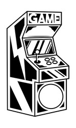 Monochrome retro arcade game machine concept Vector Image