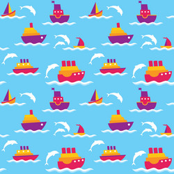 Boats in the sea pattern background Royalty Free Vector