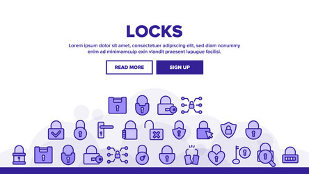 Collection type locks elements icons set Vector Image
