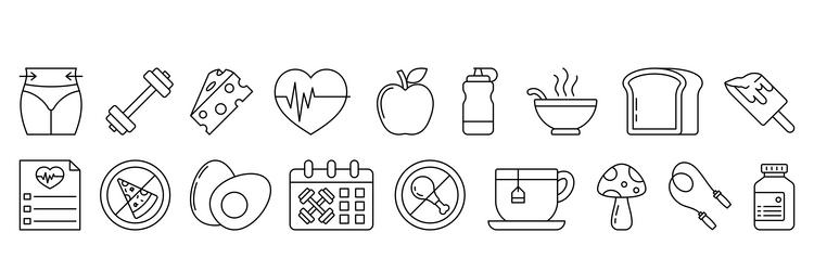 Fitness line icons set Royalty Free Vector Image