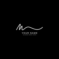M u mu initial letter handwritten signature Vector Image