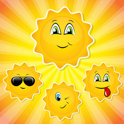 Cute sun set with funny smiley faces Royalty Free Vector