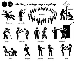 Stick figure human people man action feelings Vector Image