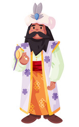 Arab king sultan kids wearing arabian caliph Vector Image