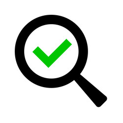 Check mark and magnifying glass or inspection Vector Image