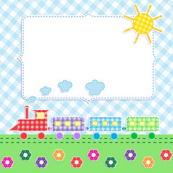 Frame with colorful train on rainbow Royalty Free Vector