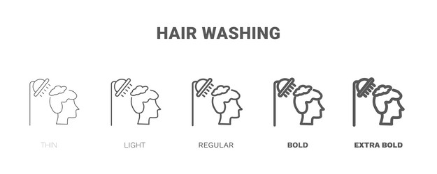 Hair washing icon in 5 different style outline Vector Image
