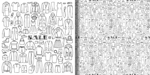 Hand drawn doodle set with woman clothes Vector Image