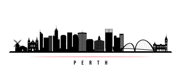 Perth skyline silhouette black city design Vector Image