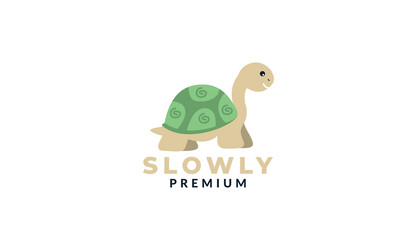Tiny green turtle cute logo design graphic symbol Vector Image